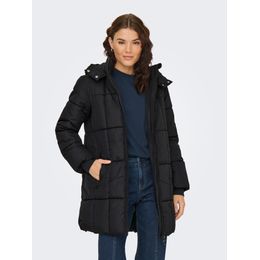 Jacqueline de Yong JDY Damen Steppmantel "JDYDAISY LIFE LONG PADDED JKT. OTW NOOS", schwarz, Gr. M, unifarben mit Farbeinsatz, Web, Obermaterial: 100% Polyester, M&auml;ntel