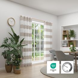 Neutex for you! Vorhang NEUTEX FOR YOU, B:144cm H:245cm, beige, Polyester, Wohnzimmer, Gardinen, "RIVA", Blockstreifen, grafisches Linienmotiv