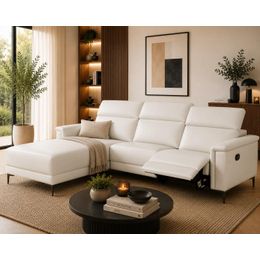 Ecksofa OTTO HOME, B:261cm H:97cm T:179cm, beige, Echtleder 100% Echtleder;Kunstleder 100% Polyurethan, Wohnzimmer, Sofas, "LUND, Naturleder, L-Form,