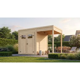 Gartenhaus Weka, beige, Massivholz, Gartenh&auml;user, "Batu 1 mit Anbau 150 cm"