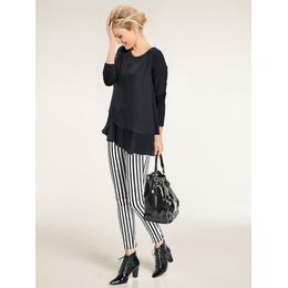 Damen Rundhalsshirt "Rundhals-Shirt", schwarz, Gr. 40, Linea Tesini BY HEINE, unifarben, 100% Polyester, Innenseite:5% Elasthan, 95% Viskose, Shirts