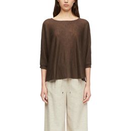comma, COMMA Damen Rundhalspullover, braun, Gr. XL, unifarben, Strick, Obermaterial: 55% Leinen, 45% Viskose, Pullover, in Feinstrick