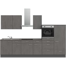 K&uuml;chenzeile Nobilia, B:330,3cm H:216,6cm T:60cm, grau, Komplettk&uuml;chen-Sets, ""Riva I", NEU: individuell anpassbar mit gratis Profi-Beratung",