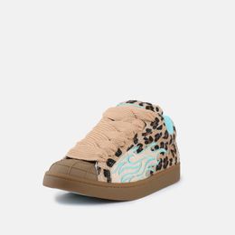 Buffalo Damen Sneaker "LIBERTY FLAME", Gr. 37leo, hellblau, Textil, Schuhe, Trend-Sneaker mit Flammenmotiv im Leo-Look
