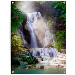 Poster Reinders, B:60cm H:80cm T:0,1cm, gr&uuml;n, Leinwand, Bilder, "Wasserfall"