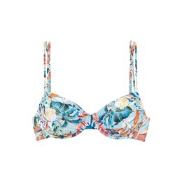 Venice Beach Damen B&uuml;gel-Bikini-Top "Caru", blau, Gr. 38, Recycling-Polyamid, Bikini-Oberteile, mit modernem Allover-Print