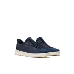 Geox Herren Slip-On Sneaker "U FLEXTRIDE PLUS", Gr. 44, blau, Leder, Lederimitat, Textil, Schuhe, Freizeitschuh, Schl&uuml;pfschuh mit Logoschriftz&uuml;gen