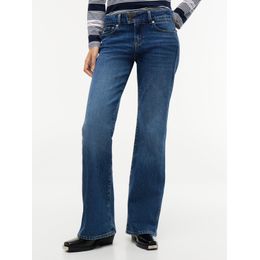 Tommy Jeans Damen Bootcut-Jeans "SIA LOW RISE BOOTCUT BJ0155", blau, Gr. 34, Abriebeffekte, Denim/Jeans, Obermaterial: 99% Baumwolle, 1% Elasthan,
