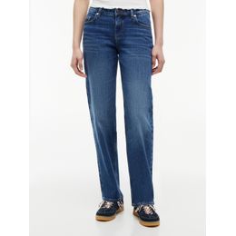 Tommy Jeans Damen Straight-Jeans "SOPHIE LW STR BJ0155", blau, Gr. 33, unifarben, Denim/Jeans, Obermaterial: 99% Baumwolle, 1% Elasthan, Jeans,