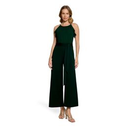 Vera Mont Damen Overall "Damen mit Volant und Bindeg&uuml;rtel"schwarz moss, festlich, Gr. 34, Stoff, Obermaterial: 95% Polyester, 5% Elasthan. Futter: