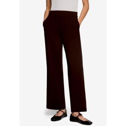 Zero Damen Schlupfhose, braun, Gr. 42, unifarben, Web, Obermaterial: 96% Polyester, 4% Elasthan, Hosen, Casual-Hose mit weitem Bein, Gummizug