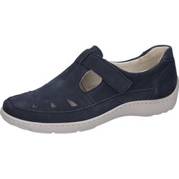 Waldl&auml;ufer WALDL&Auml;UFER Damen Klettschuh "Henni", Gr. 7, blau, Nubukleder, unifarben, Schuhe, Halbschuh, Bequemschuh in Komfortweite H (= sehr weit)
