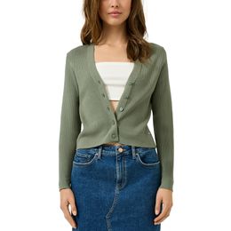 QS Damen Strickjacke, gr&uuml;n, Gr. S, unifarben, Strick, Obermaterial: 70% Viskose, 30% Polyamid, Strickjacken, mit V-Ausschnitt