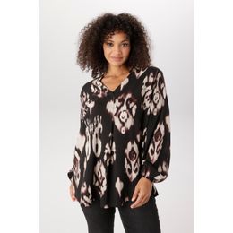 ANISTON PLUS Damen Schlupfbluse, schwarz, Gr. 54, gemustert, Web, Obermaterial: 100% Viskose, Blusen, in tollem Print - NEUE KOLLEKTION