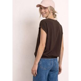 Street One Damen Blusenshirt, braun, Gr. 34, unifarben, Stoff, 100% Viskose, Shirts, aus softer Viskose
