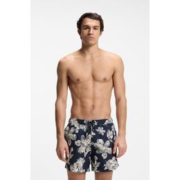 BOSS Herren Badeshorts "Discus", blau, Gr. M, unifarben, Microfaser, Obermaterial: 100% Polyester, Badehosen, schnelltrocknend, moderner Allover-Print