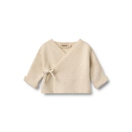 Wheat M&auml;dchen Cardigan "Wheat Knit Wraparound L/S Siva", beige, Gr. 68, unifarben, 100% Baumwolle (Bio), Strickjacken