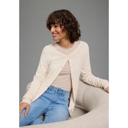 Laura Scott Damen Strickjacke, beige, Basic, Gr. 44, unifarben, Feinstrick, Obermaterial: 70% Viskose, 30% Polyamid, Strickjacken, leichte