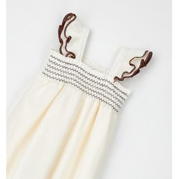 sarabanda M&auml;dchen Sommerkleid "BABY GIRL SUMMER DRESS"cream, braun, Gr. 92, 67% Viskose, 33% Leinen, Kleider
