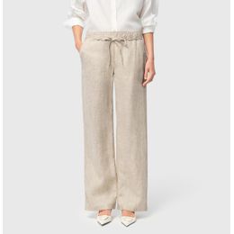MAC Damen Leinenhose "CHIARA BELT", beige, Gr. 44, meliert, Obermaterial: 100% Leinen, Hosen, Sommerhose Wide Fit, mit geradem, weitem Bein