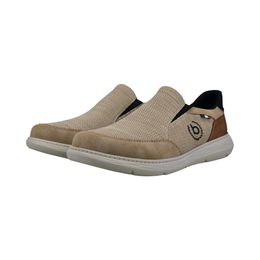 Bugatti Herren Slip-On Sneaker, Gr. 42, beige, Lederimitat, Textil, Schuhe, Freizeitschuh, Schlupfschuh, Slipper mit Logo-Icon