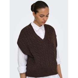 Only Damen Kurzarmpullover "ONLMELODY VEST KNT"coffee bean detail:melange, Gr. S, meliert, Strick, Obermaterial: 62% Polyacryl, 24% Nylon, 10%