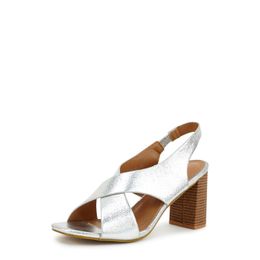 FINDLAY Damen Sandale "CALA", Gr. 40, silber, Lederimitat, Schuhe, mit Absatz in Korkoptik
