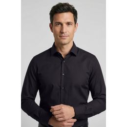 OLYMP Herren Businesshemd "No. Six super slim", schwarz, Gr. 43, unifarben, Jersey, Obermaterial: 64% Baumwolle, 27% Polyester, 9% Elasthan, Hemden,