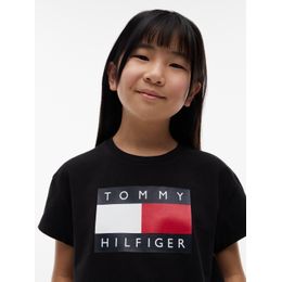 Tommy Hilfiger M&auml;dchen T-Shirtschwarz, Gr. 6, Single Jersey, Obermaterial: 93% Baumwolle, 7% Elasthan, Shirts, Kinder bis 16 Jahre, mit