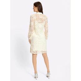 Heine Damen Spitzenkleid "Spitzen-Kleid", beige, Gr. 36, unifarben, Jersey, 92% Polyimid, 8% Elasthan, Spitze:8% Elasthan, 92% Polyamid,