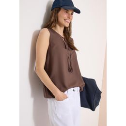 Cecil Damen Blusentop, braun, Gr. XXL, gemustert, Stoff, 100% Viskose, Blusen, mit geschlitztem Rundhalsausschnitt
