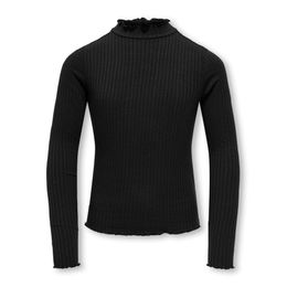 KIDS Only M&auml;dchen Langarmshirt "KOGFRANSISKA SCHOOL LS HI-NCK TOP JRS"schwarz, Gr. 122, unifarben, Jersey, Obermaterial: 75% Viskose, 20% Baumwolle,