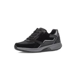 ROLLINGSOFT Damen Keilsneaker, Gr. 44, schwarz, Leder, Textil, Veloursleder, Schuhe, Halbschuh, Schn&uuml;rer mit Kontrastbes&auml;tzen