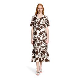 Cartoon Damen Midikleid "Damen mit Volant", braun, Gr. 38, Obermaterial: 91% Viskose, 09% Polyamid, Kleider
