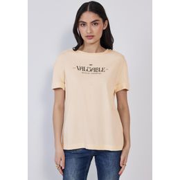 Damen T-Shirt, beige, Gr. 34, STREET ONE STUDIO, unifarben, Web, 50% Baumwolle, 50% Modal, Shirts, im soften Baumwoll-Mix