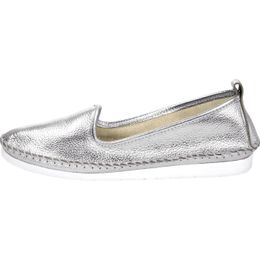 Andrea Conti Damen Slipper, Gr. 37, silber, Glattleder, Leder, Schuhe