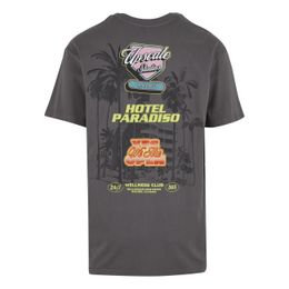 Herren T-Shirt "Upscale by Mister Tee Hotel Paradiso Heavy Oversize Tee"schwarzgrau, Gr. M, UPSCALE BY MISTER TEE, bedruckt, 100% Baumwolle, Shirts