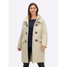 sheego Damen Dufflecoat, beige, Gr. 56, unifarben, unifarben mit Farbeinsatz, unifarben mit Farbeins&auml;tzen, 100% Polyester, Wattierung:100% Polyester,