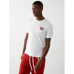 True Religion Herren Rundhalsshirt "BUDDHA CREW TEE", wei&szlig;, Gr. L, bedruckt, Jersey, Obermaterial: 100% Baumwolle, Shirts, Baumwolle, regular fit