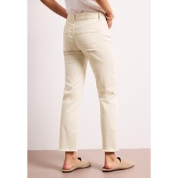 Street One Damen Straight-Jeans "Style Tilly"ecru washed, Gr. 32, unifarben, Denim/Jeans, Obermaterial: 55% Baumwolle, 21% Polyester, 14% Lyocell, 9%