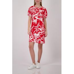 monari Damen Shirtkleid "Kleid Bl&auml;tter allover", rot, Gr. 40, gemustert, Web, Obermaterial: 100% Baumwolle, Kleider, Regular fit mit Bl&auml;ttermuster