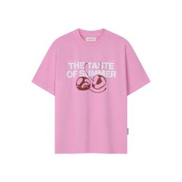 Damen T-Shirt "Another Cotton Lab Taste of Summer Washed T-Shirt", pink, Gr. M, ANOTHER COTTON LAB, bedruckt, 100% Baumwolle, Shirts