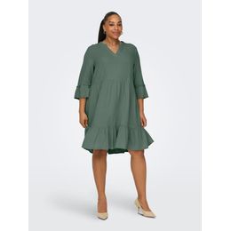 Only CARMAKOMA Damen Tunikakleid "CARTHYRA LIFE PEPLUM DRESS WVN", gr&uuml;n, Gr. 44, unifarben, Web, Obermaterial: 100% Baumwolle, Kleider, Sommerkleid