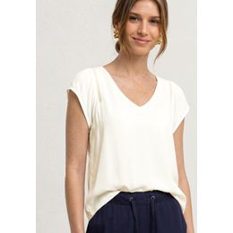 Street One Damen Shirtbluse, wei&szlig;, Gr. 44, unifarben, Stoff, 100% Viskose, Blusen, aus softer Viskose