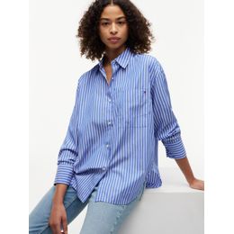 Tommy Hilfiger Damen Hemdbluse "MODERN POPLIN BLUE STR SHIRT LS"stacking stp, verona blau, Gr. 40, gestreift, Web, Obermaterial: 100% Baumwolle,
