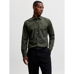 Jack & Jones JACK & JONES Herren Langarmhemd "JJJOE SHIRT LS PLAIN", gr&uuml;n, Gr. M, unifarben, Web, Obermaterial: 65% Polyester, 35% Baumwolle, Hemden, Materialmix,
