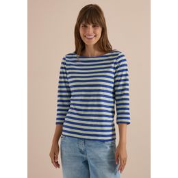 Cecil Damen 3/4-Arm-Shirtraw matcha lime, Gr. M, gestreift, Web, 100% Baumwolle, Shirts, aus reiner Baumwolle