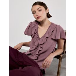 Apricot Damen Klassische Bluse "Top", pink, Gr. 36, unifarben, gewebt, Obermaterial: 100% Polyester PES., Blusen, mit R&uuml;schen und Engels&auml;rmeln