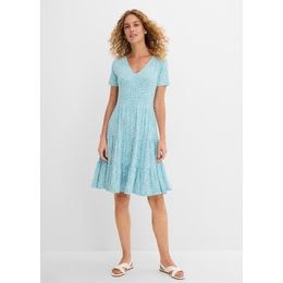 bonprix Damen Jerseykleid, blau, Gr. 36, Obermaterial: 95% Viskose, 5% Elasthan, Kleider, f&uuml;r femininen Look, aus Viskose und Elasthan, A-Linie,