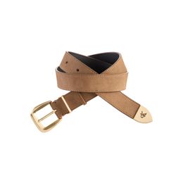 Calvin Klein Damen Lederg&uuml;rtel "HW END TIP BUCKLE SUEDE 30MM", beige, Gr. 110, unifarben, Rindsleder, G&uuml;rtel, Wildleder, Metallschlie&szlig;e,